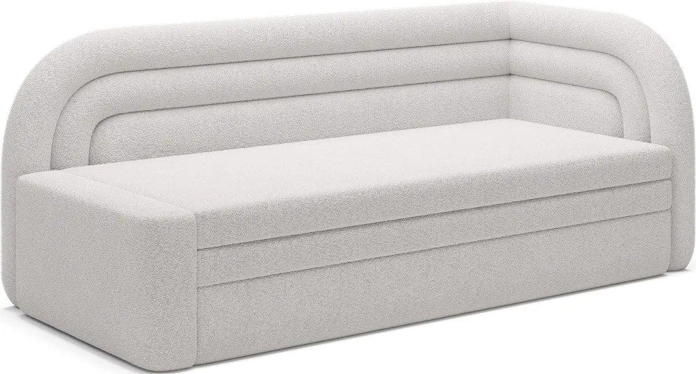 Krémová rozkládací/s úložným prostorem pohovka z textilie bouclé pravý roh 223 cm Fabillo – ELTAP