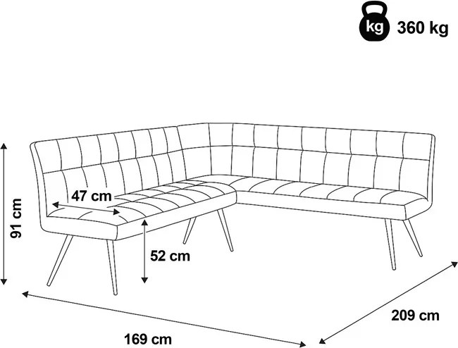 Autronic Rohová jídelní lavice DCL-D1950 209x169 cm Barva potahu: Šedá