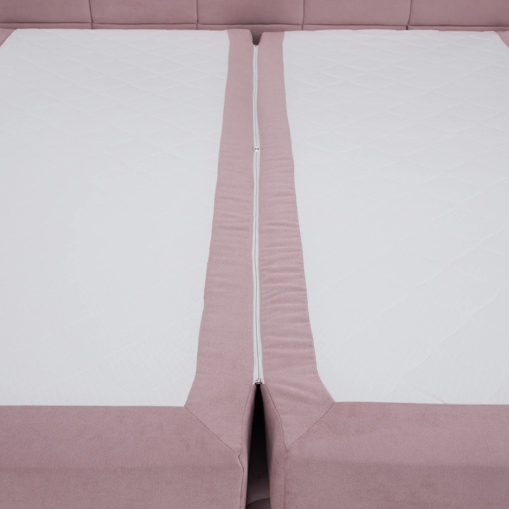 Boxspringová pocketová postel, 200x200, růžová, APRIL