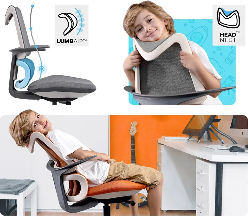 Ergonomická dětská židle MOSH Airflow 396 – šedá