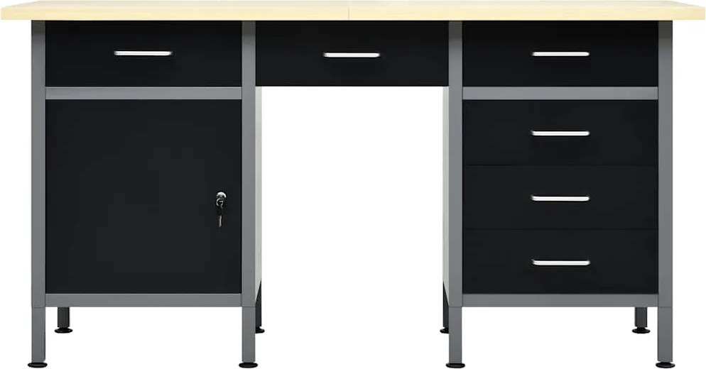 Pracovní stůl černý 160 x 60 x 85 cm ocel 145347