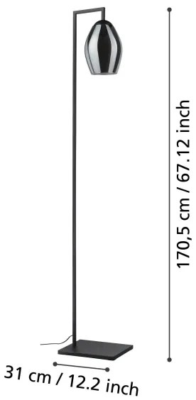Eglo 390256 - Stojací lampa ESTANYS 1xE27/40W/230V kouřová