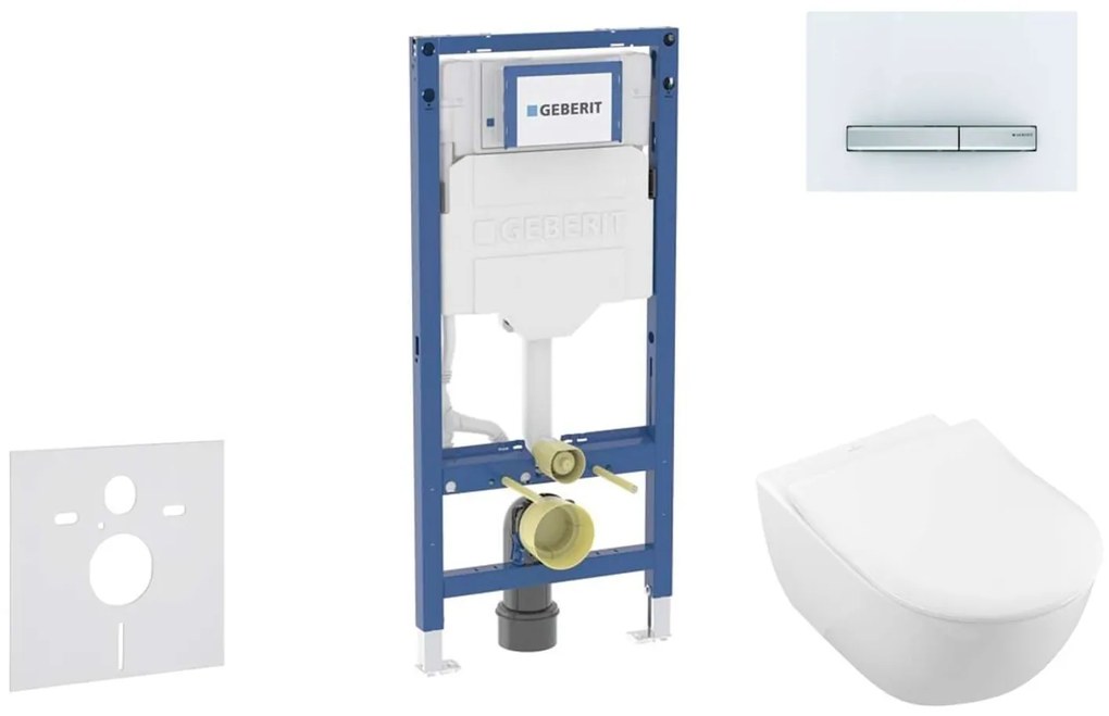 Geberit Duofix - Set předstěnové instalace, klozetu Subway 2.0 a sedátka softclose, tlačítko Sigma50, alpská bílá SANI11CK3115