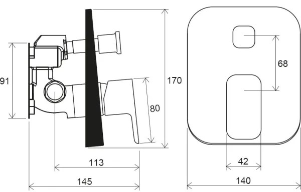 Ravak X070158 - Sprchová baterie pro podomítkovou instalaci FREE černá