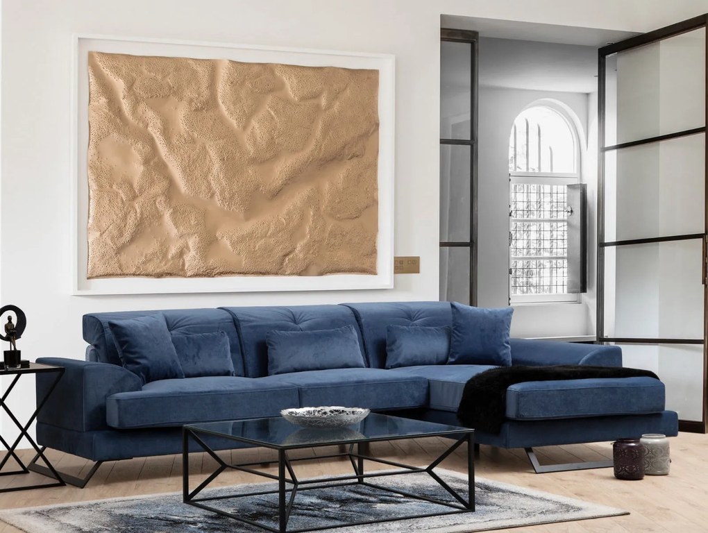 Atelier del Sofa Rohová sedací souprava Frido Right (L3+Chl) - Navy Blue, Modrá