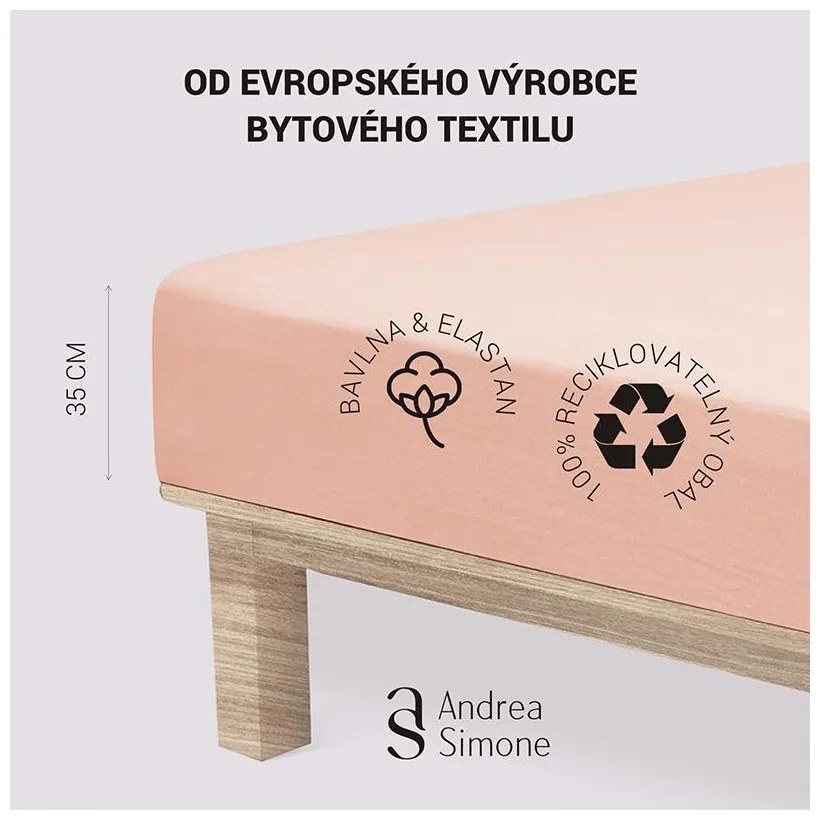 Andrea Simone Jersey Lycra prostěradlo Andrea Simone boxspring - Pudrová (Pale Dogwood 13-1404) 90 x 200