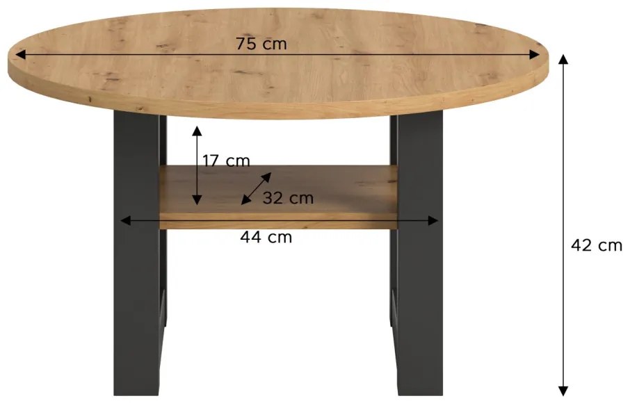 Kulatý konferenční stolek Seattle, dub artisan/antracit
