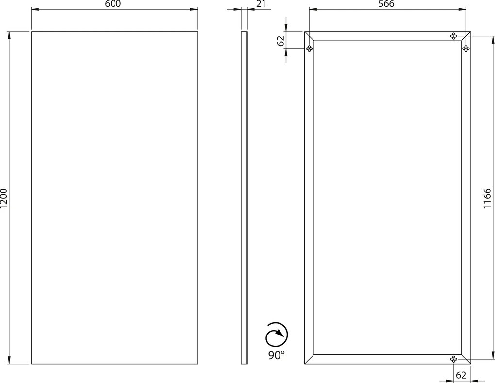 Sapho AROWANA 120 x 60 cm AWB1260 zrcadlo v rámu černá mat