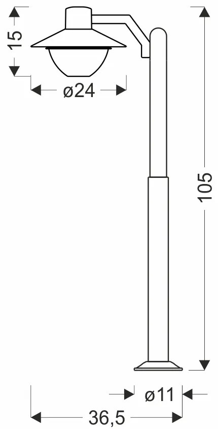 Černá zahradní lampa Cosmos pro žárovku E27 105cm  - Candellux