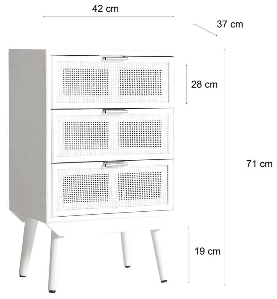 Noční stolek drinidi 71 x 37 cm bílý MUZZA