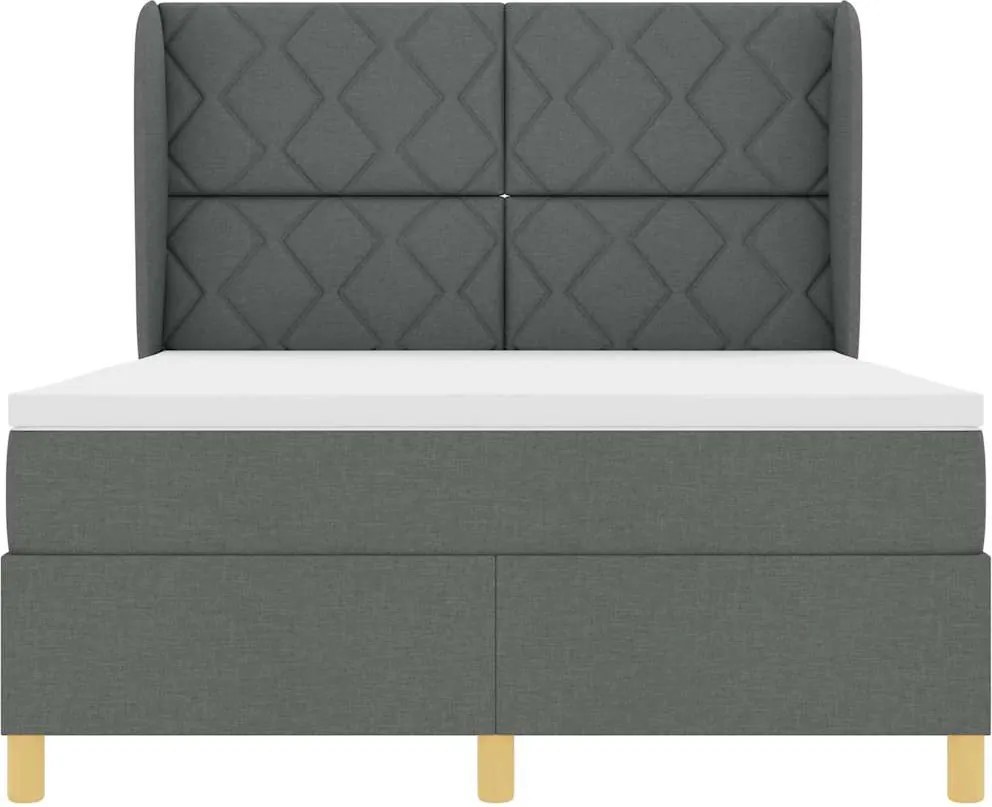 Postel s boxspringem s čelo Tmavě šedá 190 x 140 cm textil 3340810
