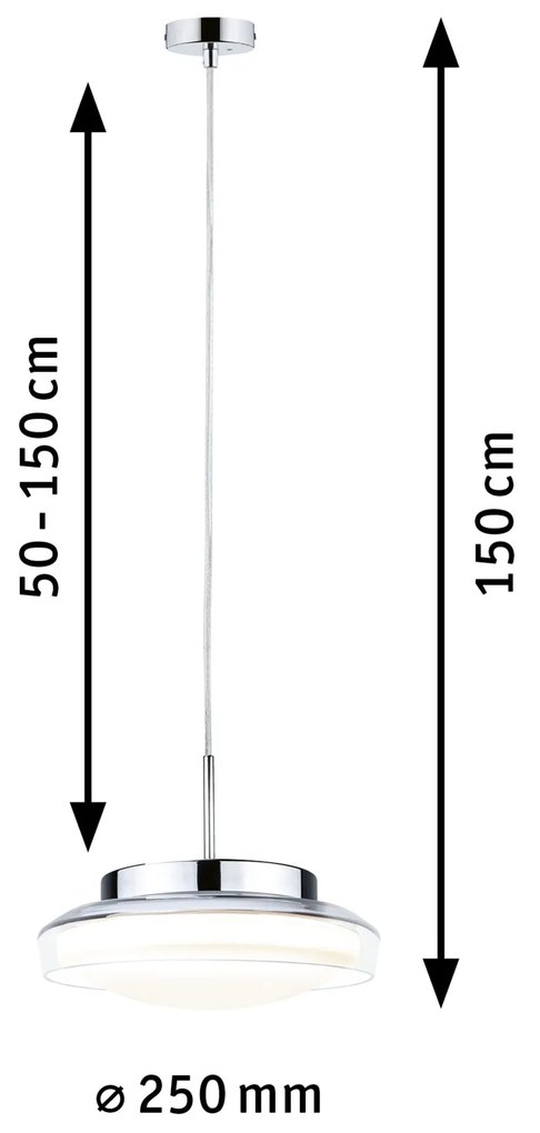 Paulmann 71080 Luena, koupelnové závěsné svítidlo LED 11,5W 3000K, sklo/chrom, průměr 25cm, IP44