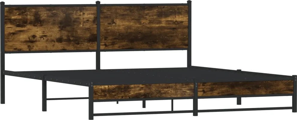 Kovový rám postele bez matrace kouřový dub 180 x 200 cm 3301381