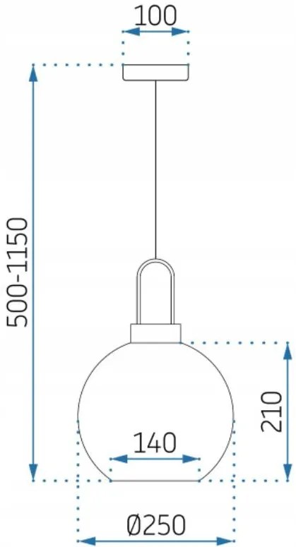 Toolight Toolight, skleněné kulové závěsné stropní svítidlo 25 cm APP630-1CP, zlatá, OSW-05635