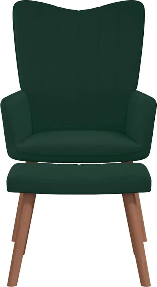 Relaxační křeslo se stoličkou tmavě zelené samet 327668