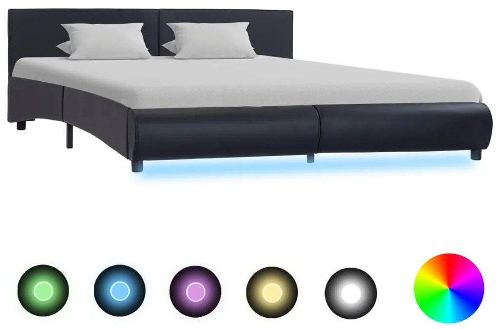 Rám postele s LED světlem černý umělá kůže 180 x 200 cm 285485