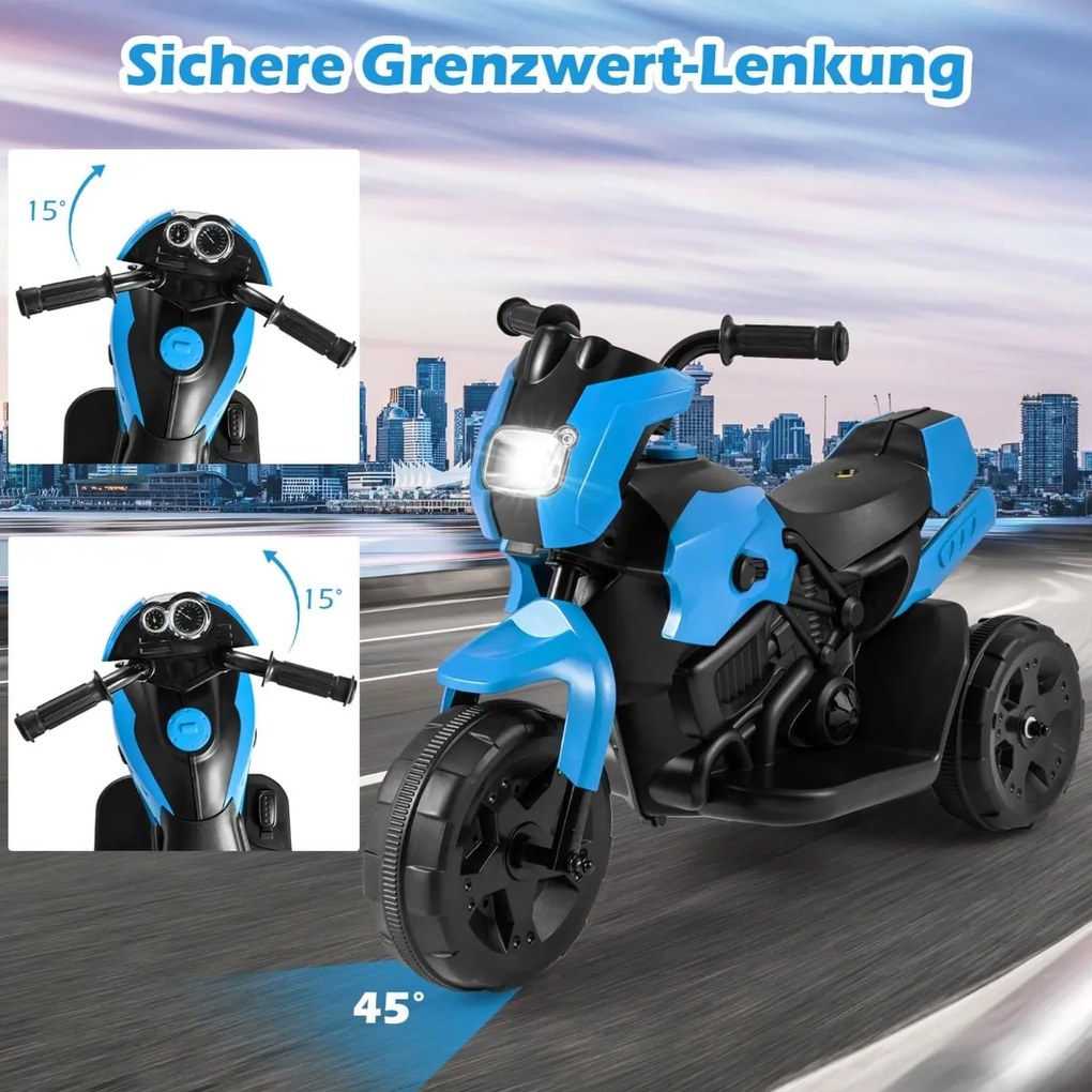 Costway 6 V Dětský motocykl 3-kolový elektrický motocykl s LED