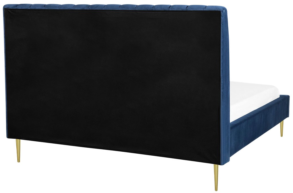 Modrá sametová postel 160 x 200 cm MARVILLE Beliani