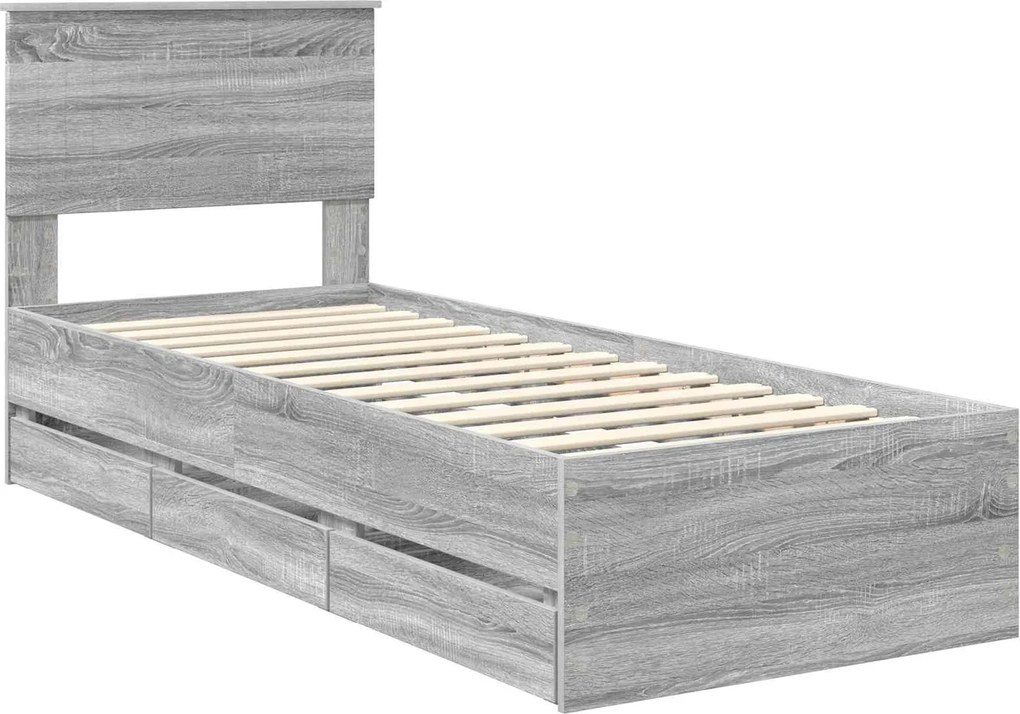 Rám postele s čelo Šedá Sonoma 75 x 190 cm Inženýrské dřevo 3410761