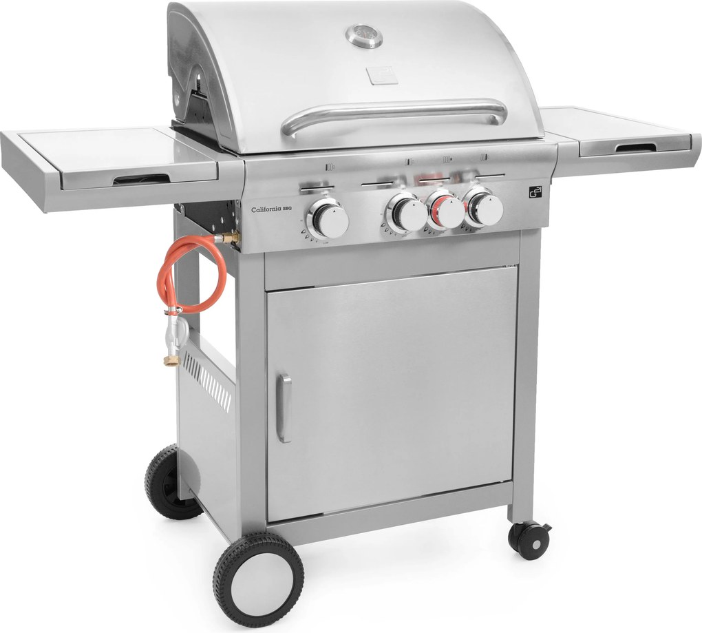Plynový gril CALIFORNIA BBQ, 4 hořáky, s redukčním ventilem, stříbrná Penta CZ