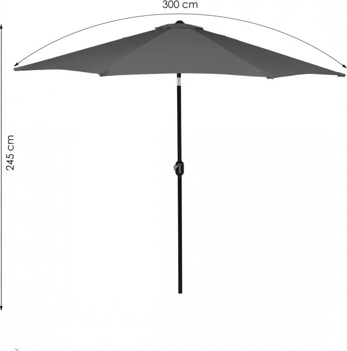 Zahradní slunečník 290 cm, tmavě šedý SPRINGOS SUNNY GU00200