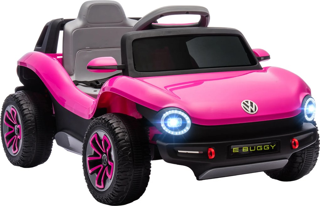 AIYAPLAY dětské elektrické auto od 3 let Volkswagen E-Buggy 12V s dálkovým ovládáním 2,4 G, odpružená kola, růžová