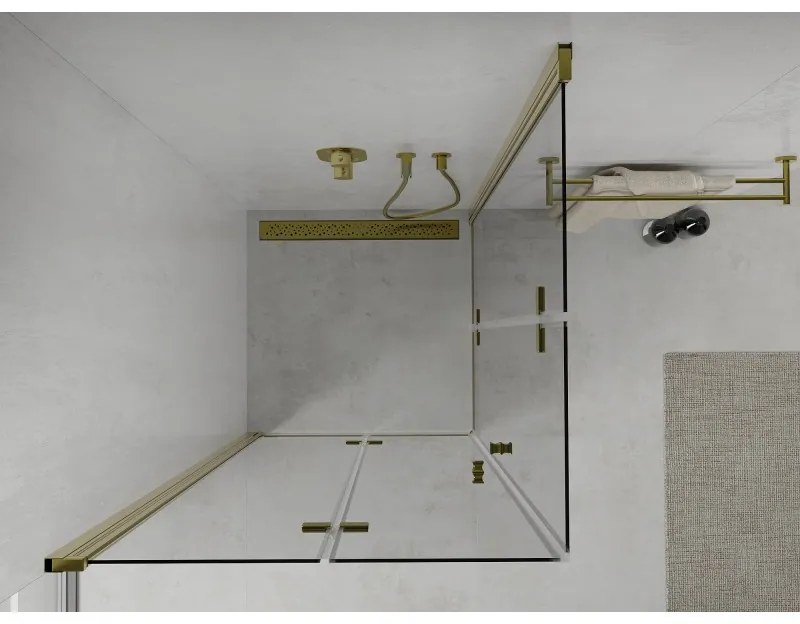 Mexen Lima Duo skládací sprchový kout 90 x 90 cm, Průhledné, Zlatá - 856-090-090-50-00-02
