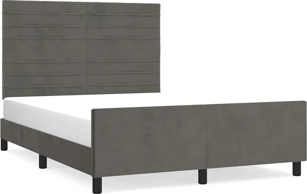 Rám postele bez matrace tmavě šedý 140 x 190 cm samet 3125813