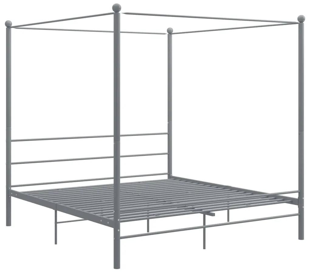 Rám postele s nebesy šedý kovový 180 x 200 cm,  325068 HangarStore.cz