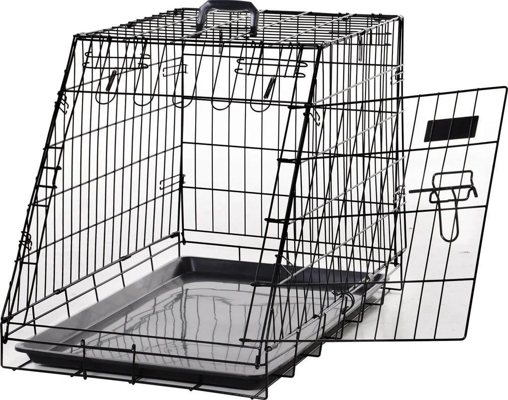 PawHut Velká přepravní klec pro psy rozměr 77Š x 47H x 55V cm, kovová černá | Aosom