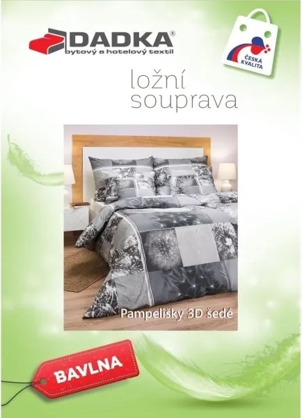 DADKA Povlečení bavlna Pampelišky 3D šedé 140x200, 70x90 cm