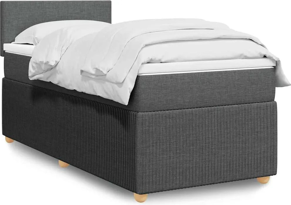 Box spring postel s matrací tmavě šedá 100 x 200 cm textil 3289661