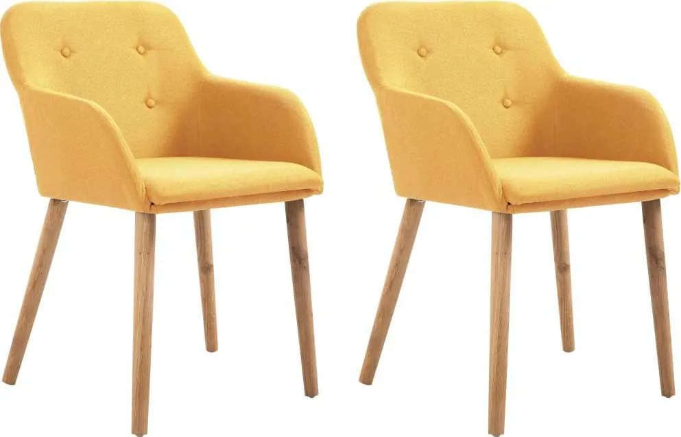 vidaXL Jídelní židle 2 ks textil a masivní dubové dřevo [241156] Barva: Béžová