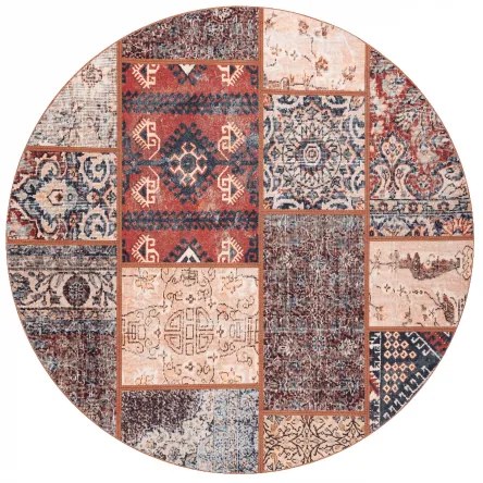 Koberec ANTIKA ancient rust kulatý, moderní patchwork, řecký omy