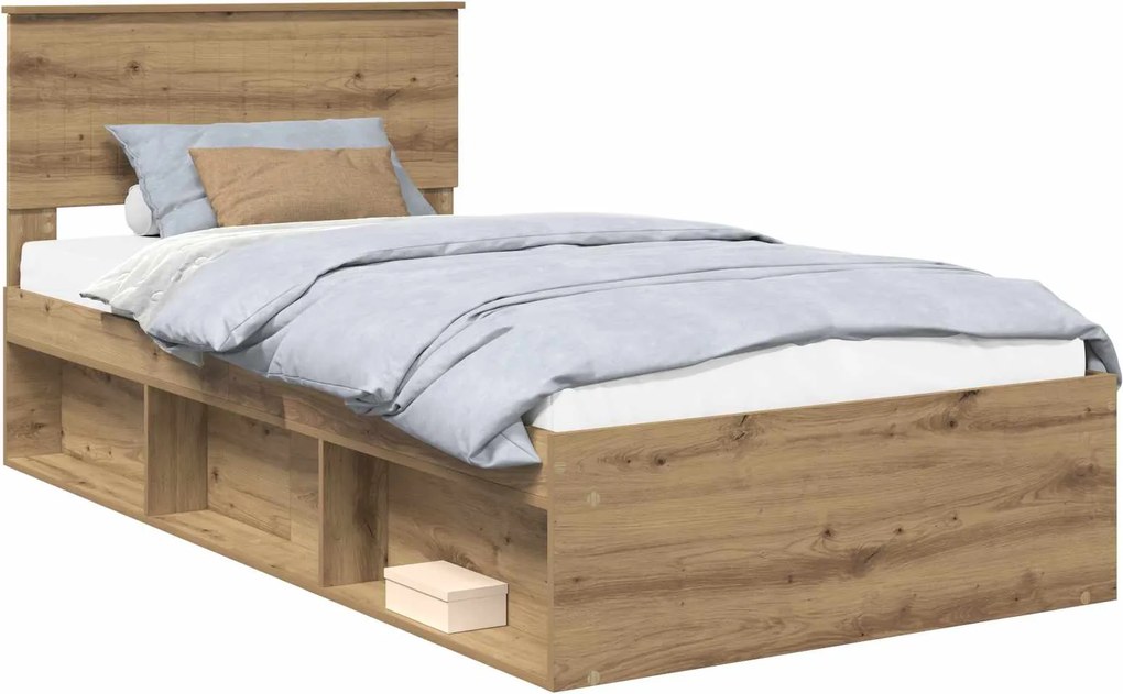 Rám postele Umělecký dub 100 x 200 cm Masivní borové dřevo 3410644