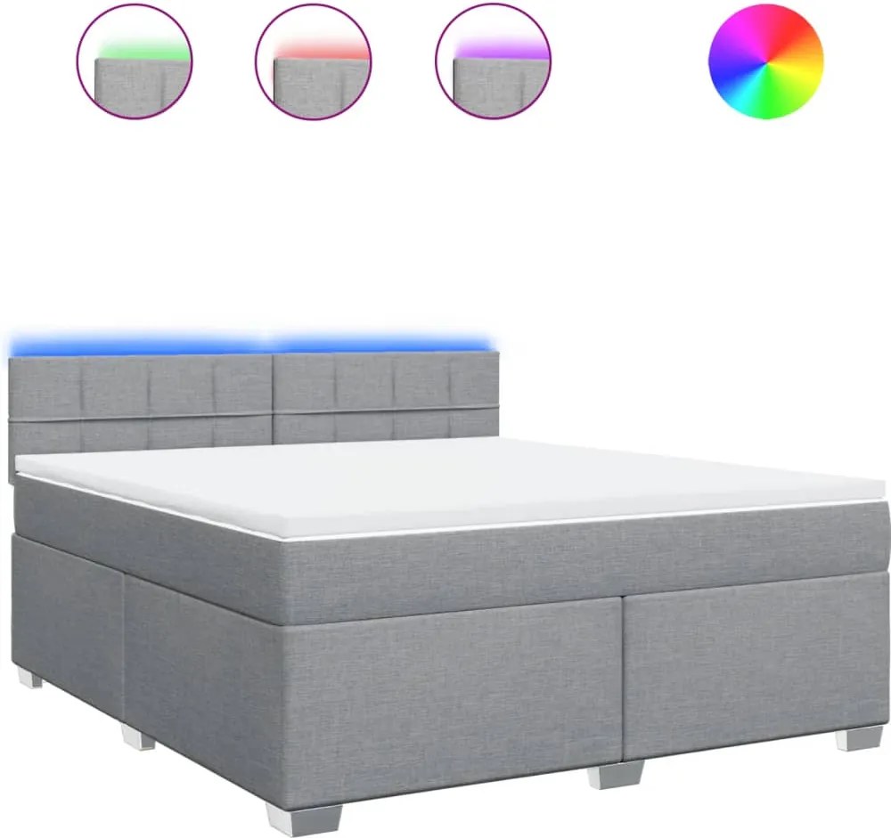 Box spring postel s matrací světle šedá 180 x 200 cm textil 3288267