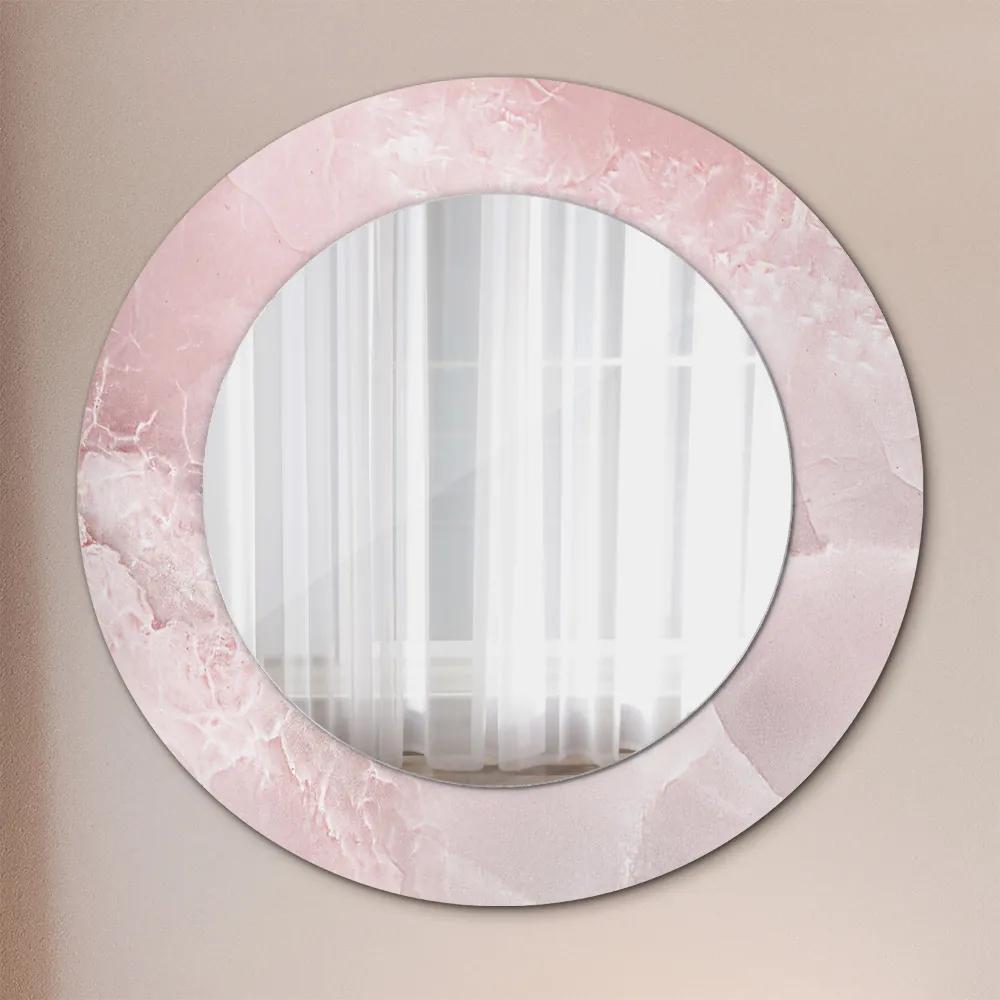 Kulaté dekorativní zrcadlo Růžový kámen fi 50 cm