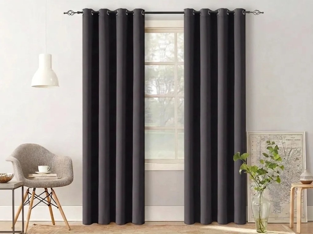 Závěs OXFORD LIGHT 140x250 cm, tmavě šedý Zavěšení: Řasící páska