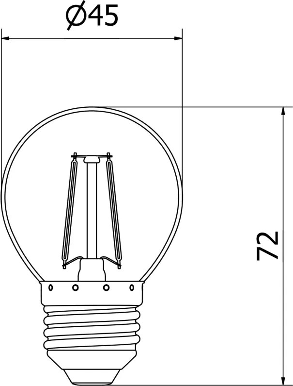 Mexen Vintis, LED filamentová žárovka E27, G45, 2 W, teplá bílá 2700K, čirá, L156-E27-0227-00
