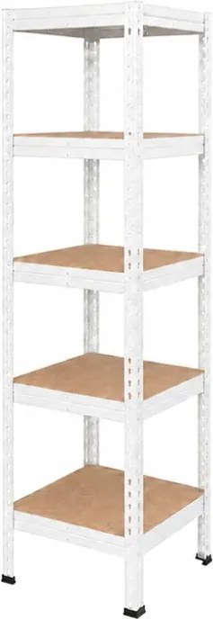 Regál 183x40x40 cm lakovaný 5-policový, nosnost 1000 kg, RIVET - bílý