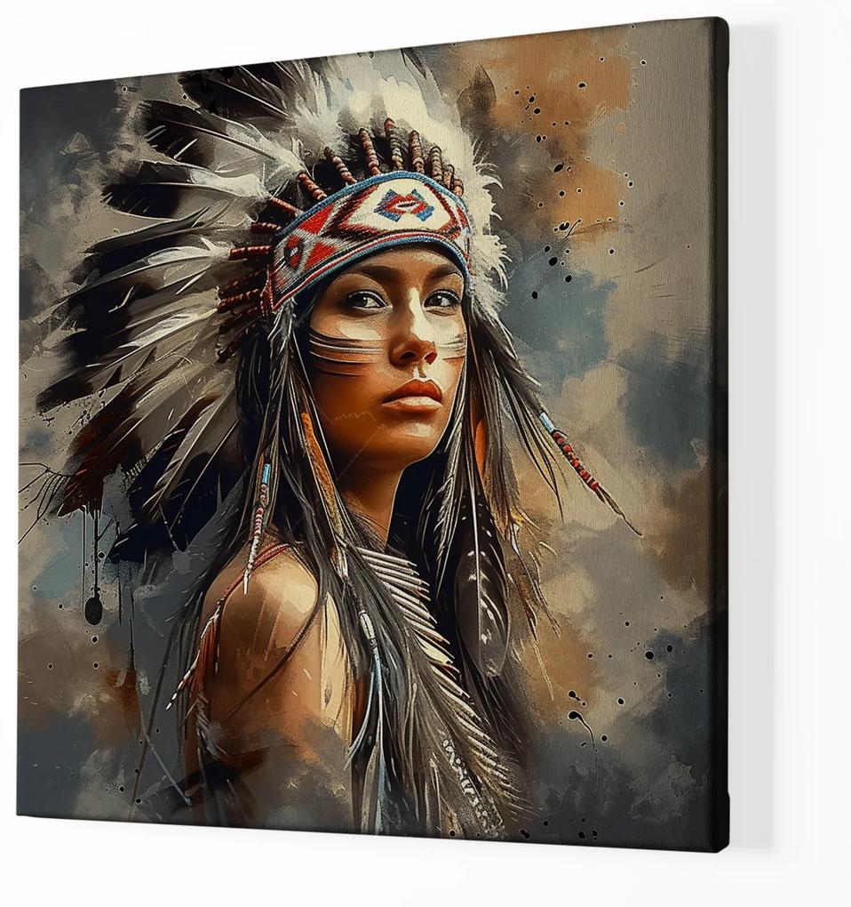 Obraz na plátně - Indiánská žena Temná voda FeelHappy.cz Velikost obrazu: 140 x 140 cm