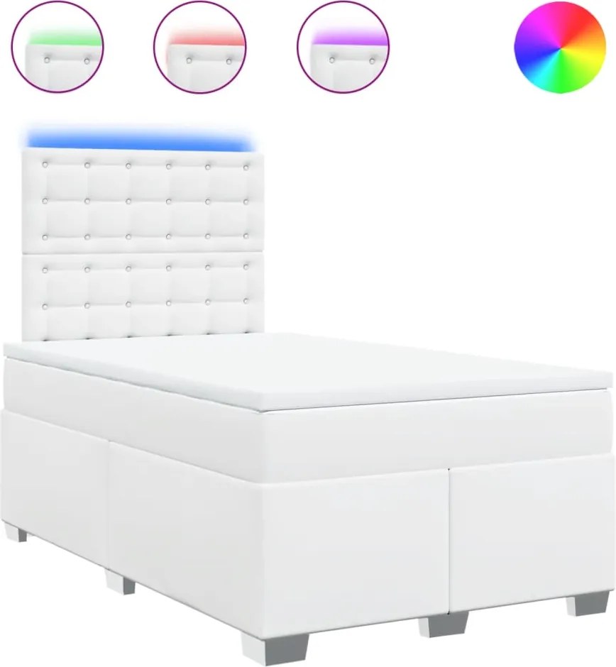 Box spring postel s matrací bílá 120x190 cm umělá kůže 3293013