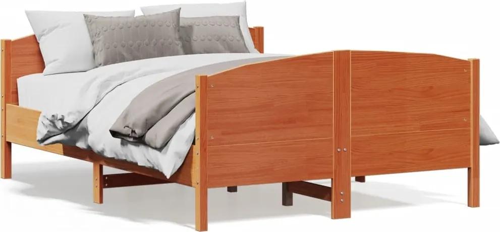 vidaXL Rám postele s čelem voskově 120 x 200 cm masivní borovice [3216177] Barva: Přírodní
