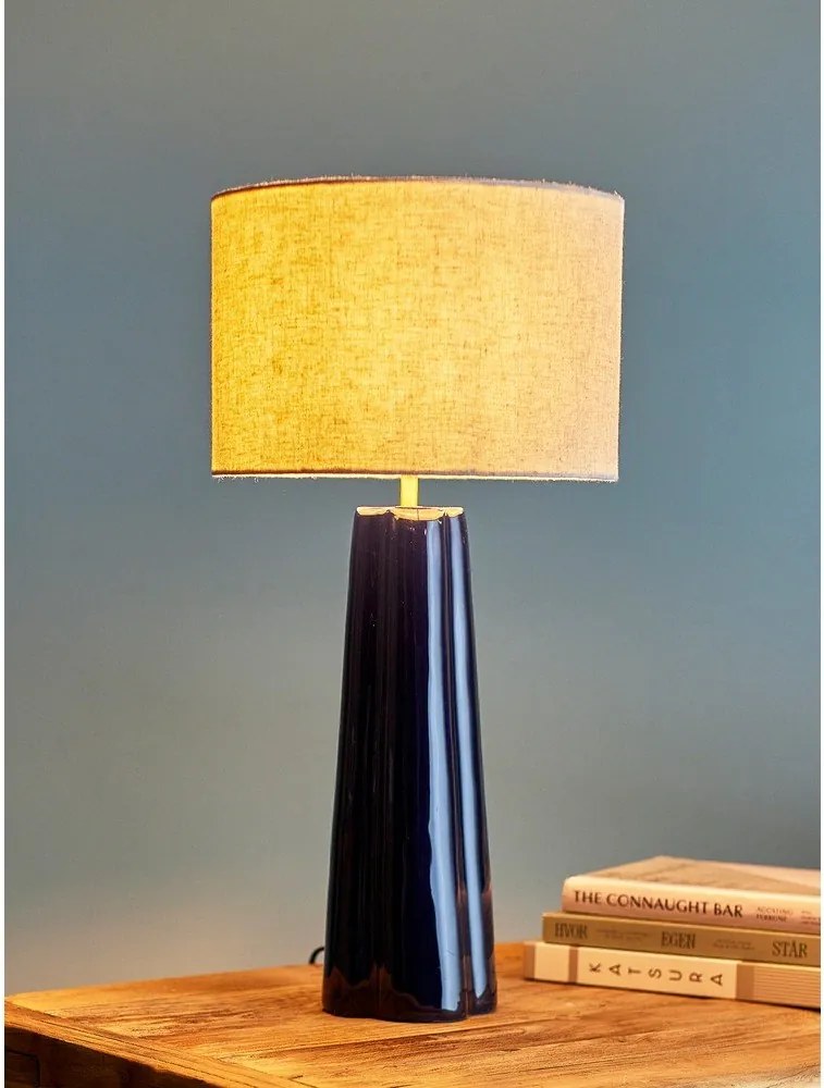 Modrá/krémová kovová stolní lampa s textilním stínidlem (výška 61 cm) Cornelie – Bloomingville