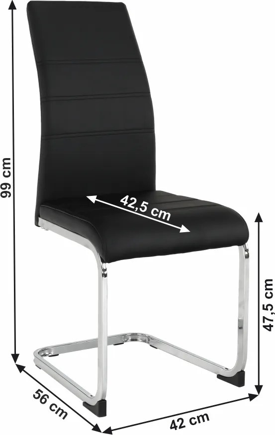 Jídelní židle PRESTIN - ekokůže, černá / chrom