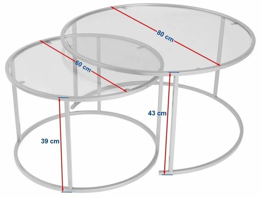 Sada konferenčních stolků Aurum Gold 80 cm, 2 ks