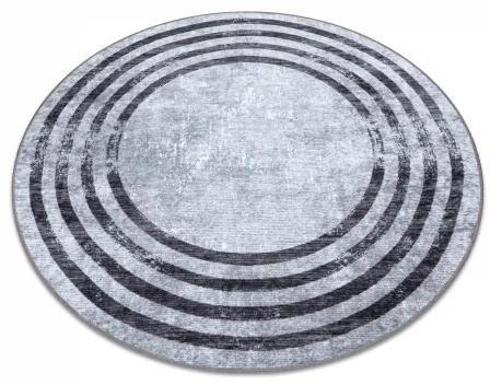 Dywany Luszczow Dětský kusový koberec MIRO 51231.806 pratelný kulatý  Linky protiskluz, šedá / černý Rozměr koberce: 200 cm KRUH
