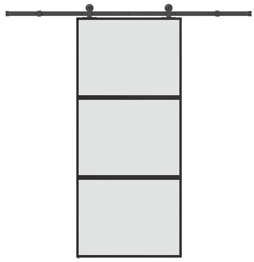Posuvné dveře s kováním 90x205 cm tvrzeného sklo a hliník
