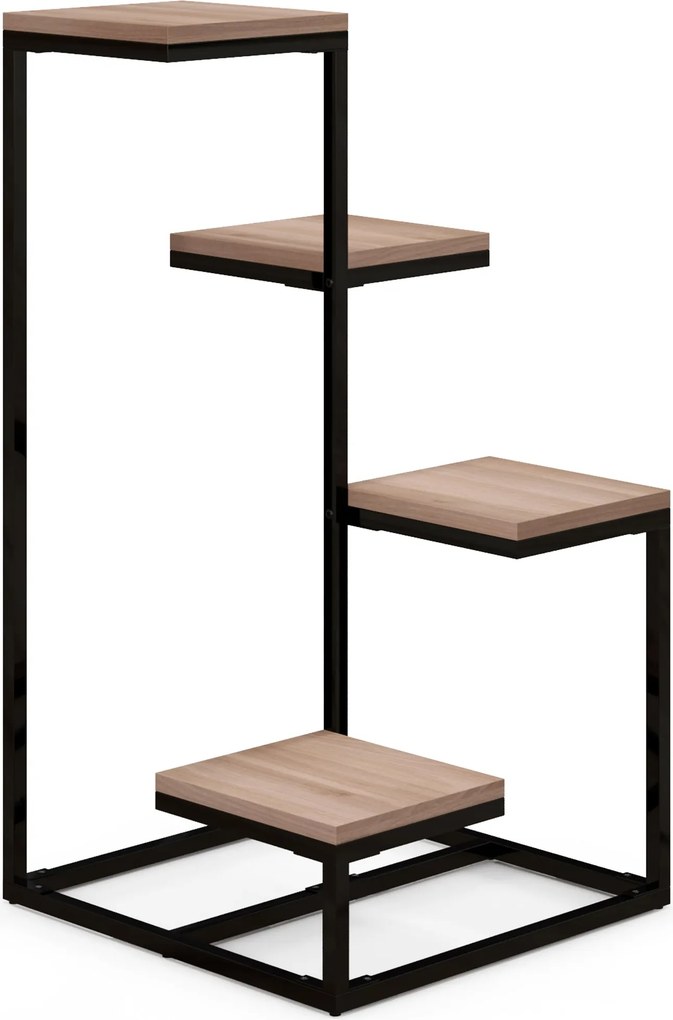 Outsunny Kovový a Dřevěný Stojan na Rostliny s Květinami 4 Úrovně Průmyslový Styl 40L x 40Š x 75,5V cm