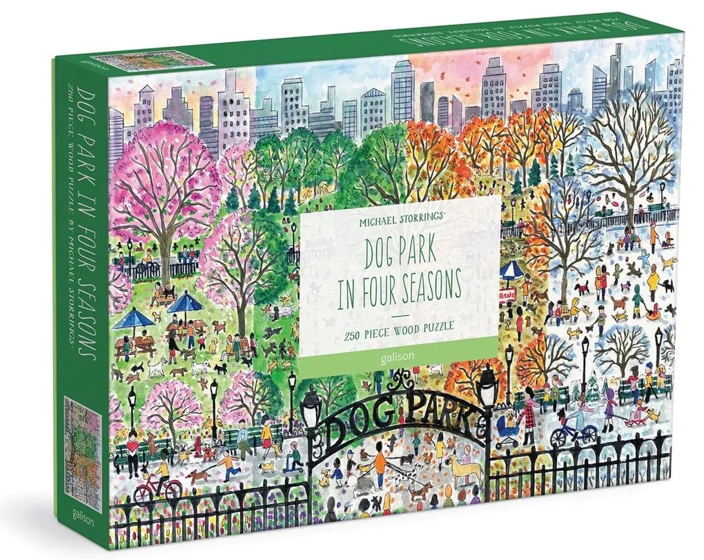 Galison Dřevěné puzzle Psí park 4 roční období 250 dílků
